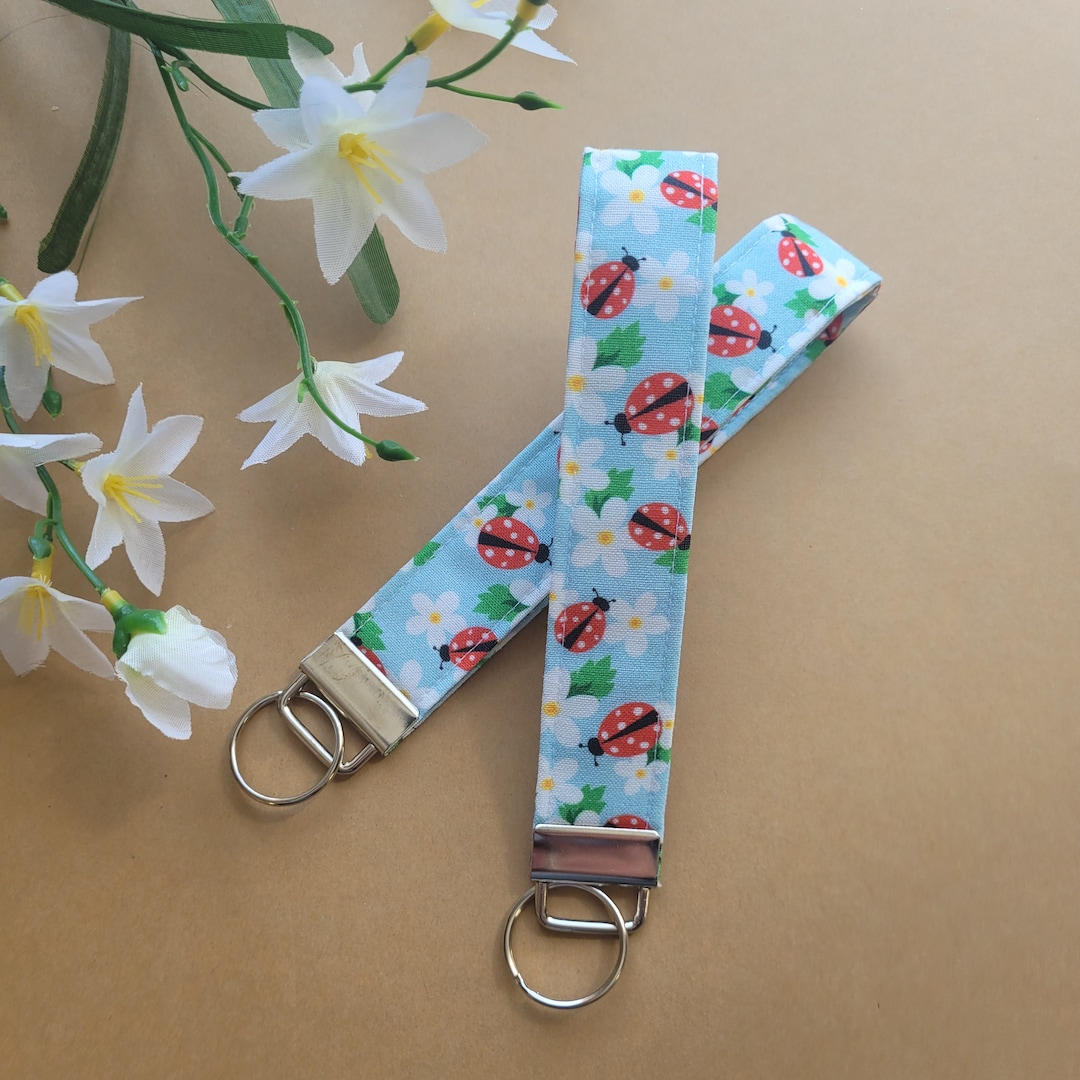 Ladybug Keychain, Add Name Fabric Keychain Fob, Ladybird & Daisy ...