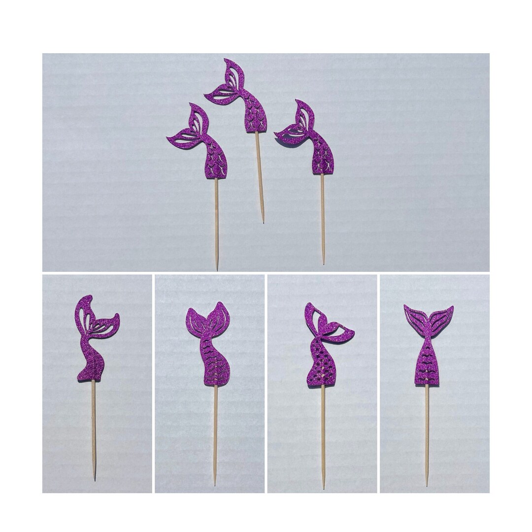 8/16 Glitter Mermaid Tail Cupcake Toppers (various Colours) - Etsy
