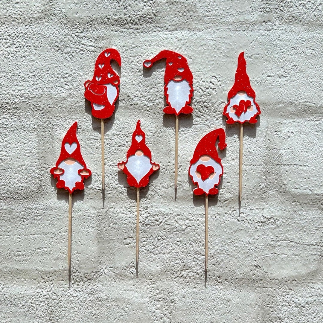 6/12 Valentine's Day Gonk Cupcake Toppers various Colours Available - Etsy