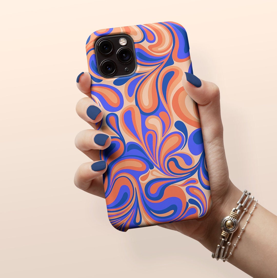 Groovy Paisley Curly Drops Retro Hippie 60s 70s 80s Y2K Abstract Orange ...