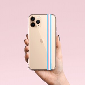LGBTQ+ Transgender Trans Pride Flag Minimalist Stripe Clear Phone Case ...