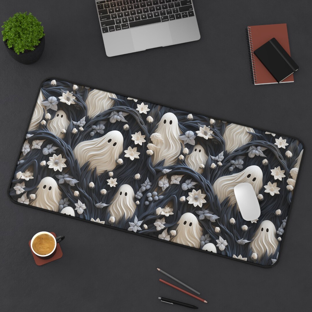 Spooky Cute Halloween Ghost Desk Mat Gaming Pad X-large Large Medium ...