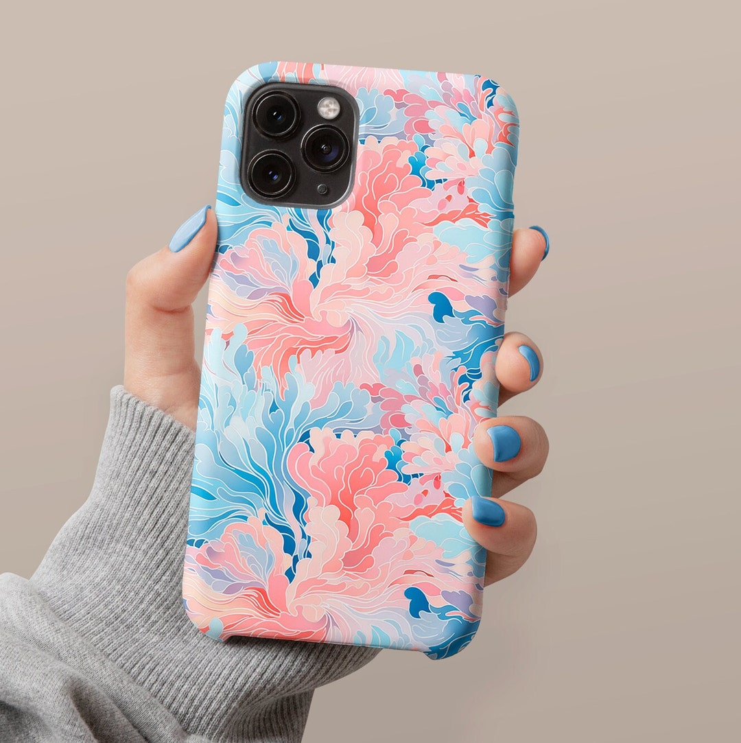 Abstract Coral Pink Blue Aesthetic Personalized Gift for Her Customize ...