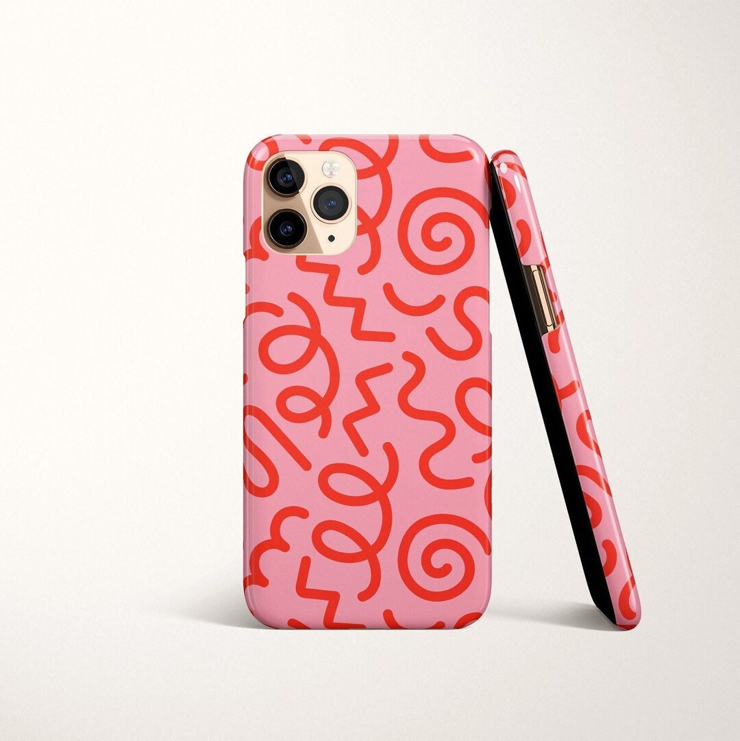 Squiggle Abstract Pink and Red Personalized Phone Case | Personalized ...