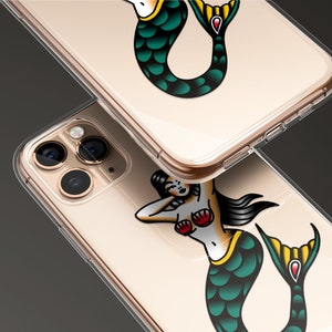 Sailor Jerry Mermaid Girl Lady Tattoo Minimalist Clear Transparent ...