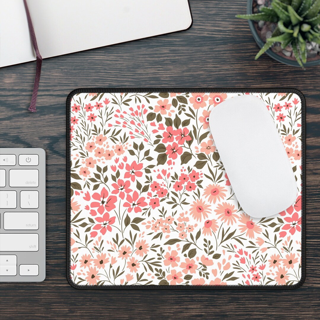 Pink Floral Gaming Mouse Pad Work From Home Office Decor Gaming Pad ...