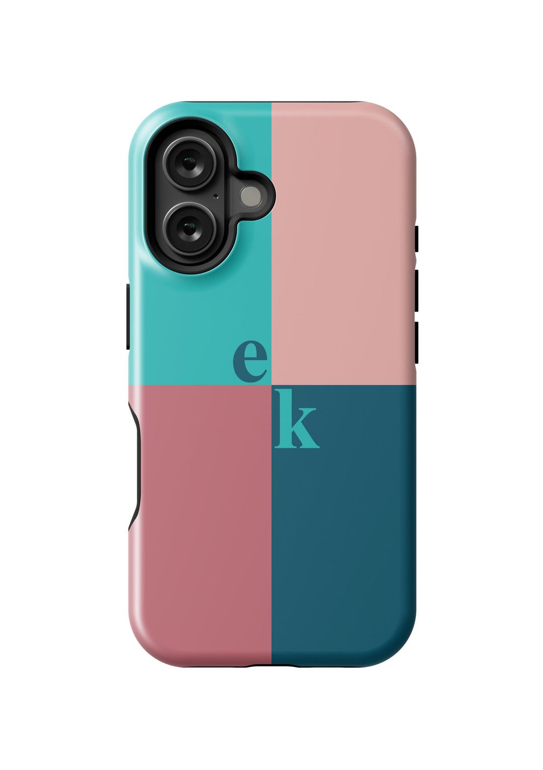 Personalized Monogram Minimalist Pink Blue Phone Case Custom Initials ...