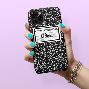 Composition Book Notebook Phone Case Black White Camo Aesthetic ...