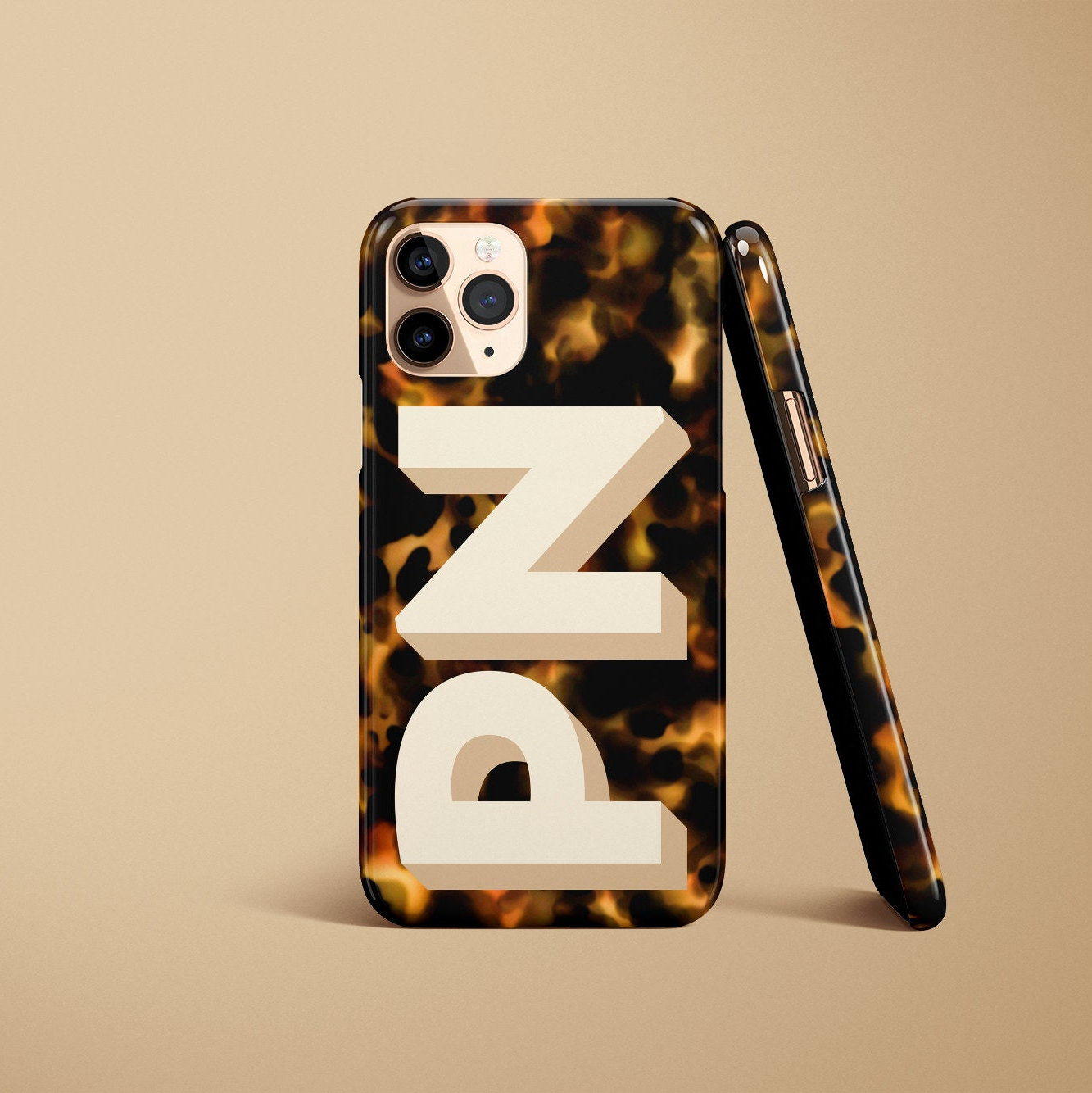 Personalized Tortoise Shell Phone Case With Boho Minimalist Neutral ...