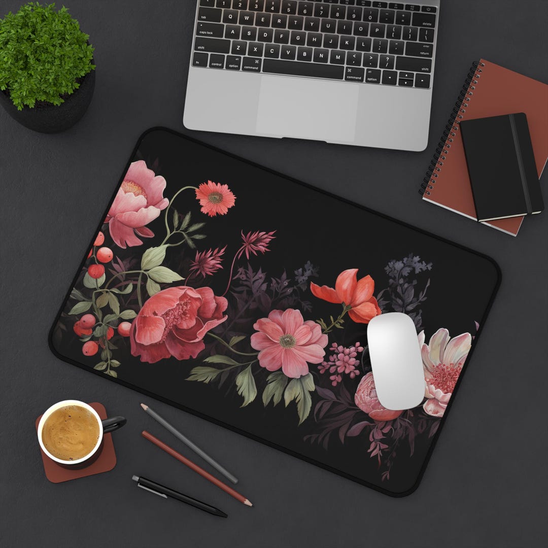 Watercolor Pink Flower Desk Mat Desk Pad X-large Large Medium Work From ...