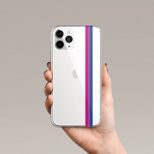 Bisexual Pride Flag Minimalist Stripe Gay Clear Transparent Phone Case ...