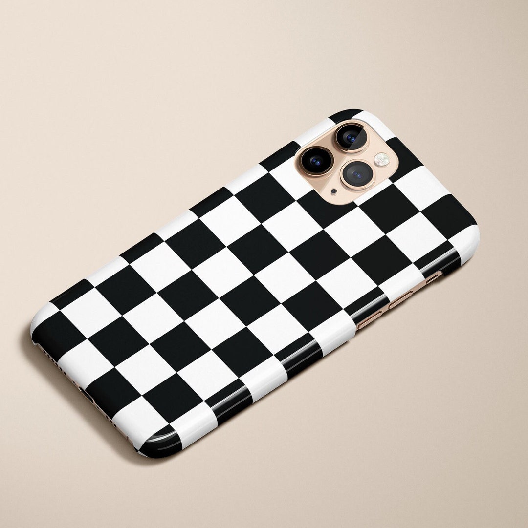 Checker Phone Case Aesthetic Geometric Black White Plaid Geometric ...