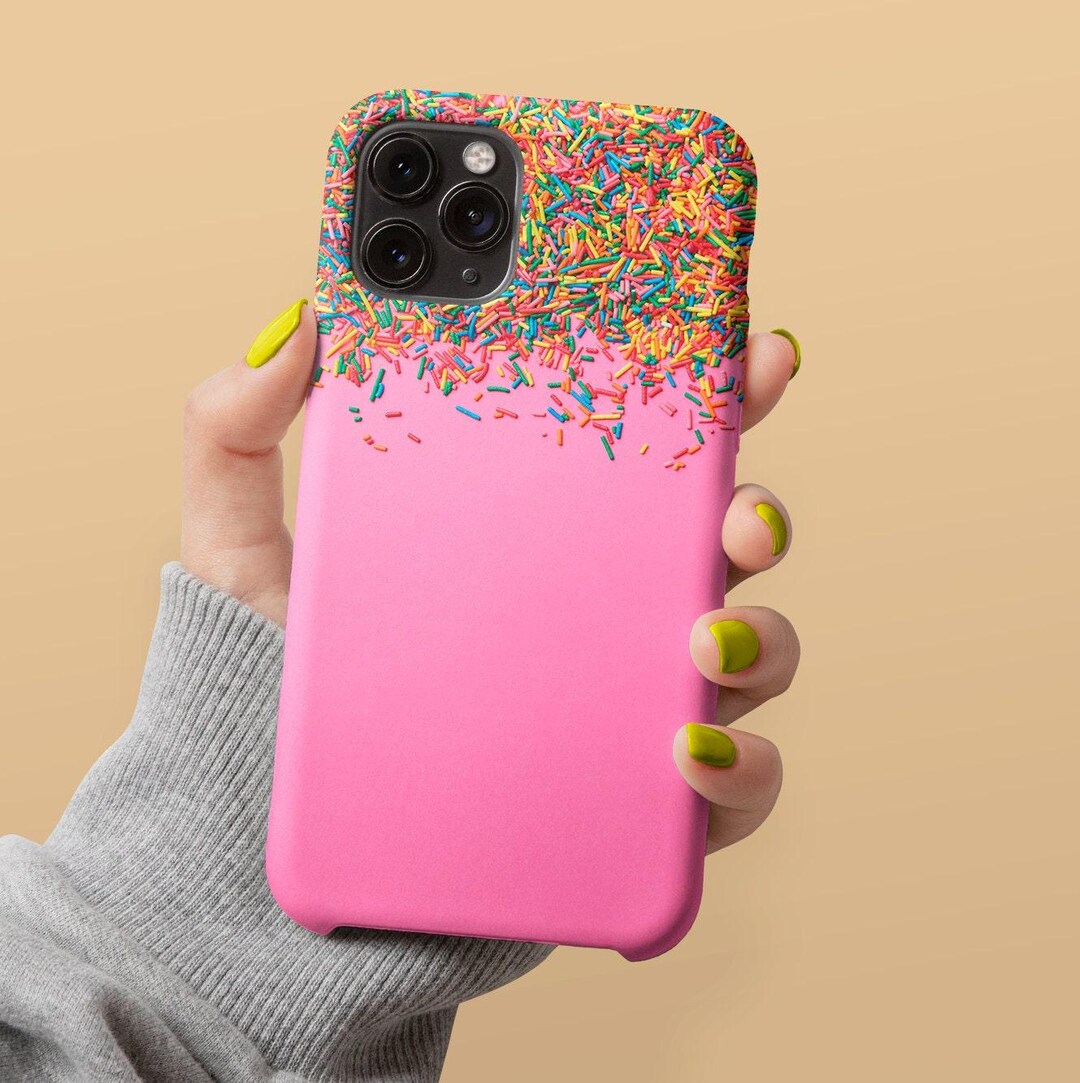 Pink Phone Case Rainbow Sprinkles Photo Ice Cream Personalized Custom ...