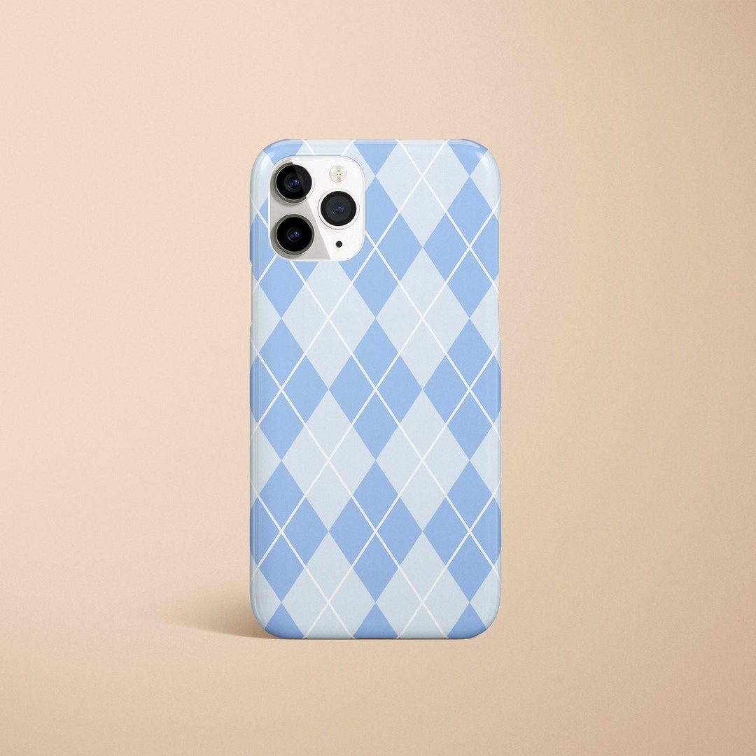 Baby Blue Plaid Argyle Geometric Custom iPhone Case iPhone 12 Case ...