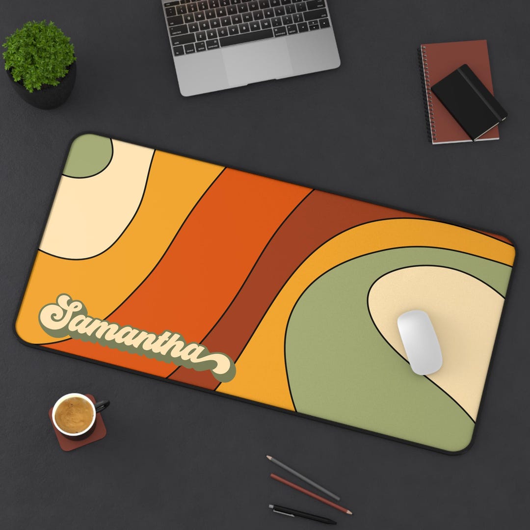 Personalized Name Groovy Desk Mat Desk Pad 70s Hippie Y2K X-large Large ...