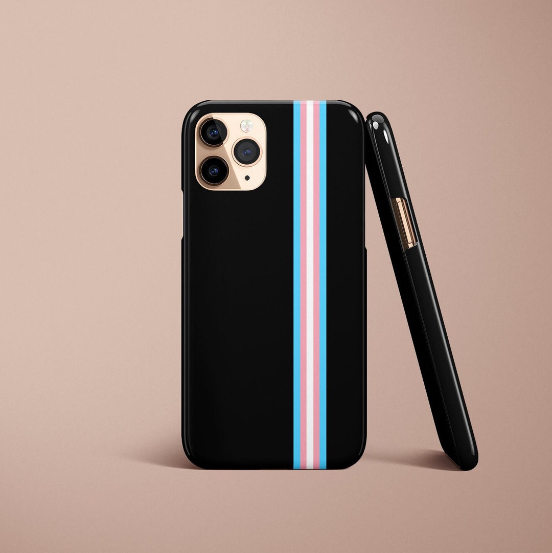 Trans Mtf Ftm LGBTQ+ Pride Flag Rainbow Black Minimalist Phone Case ...