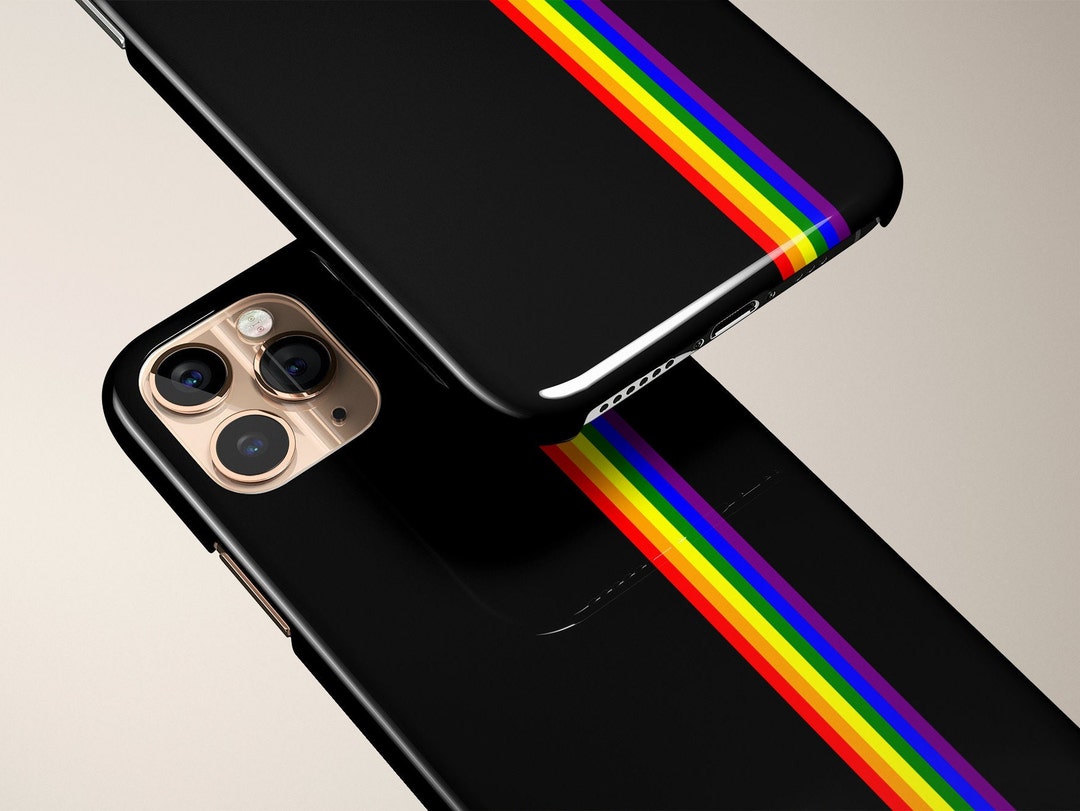 Gay LGBTQ+ Pride Flag Rainbow Black Minimalist Phone Case Personalized ...