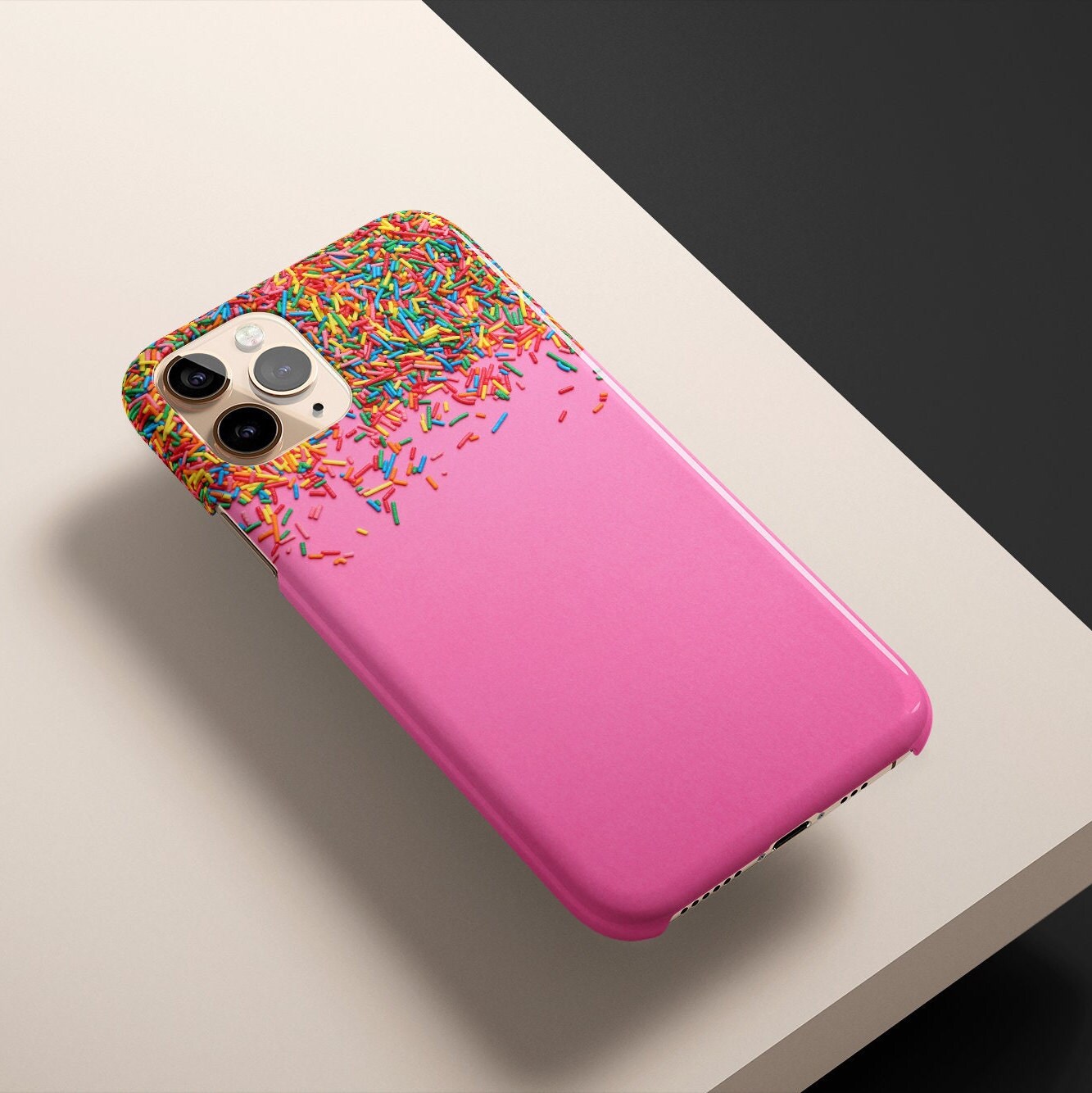 Pink Phone Case Rainbow Sprinkles Photo Ice Cream Personalized - Etsy