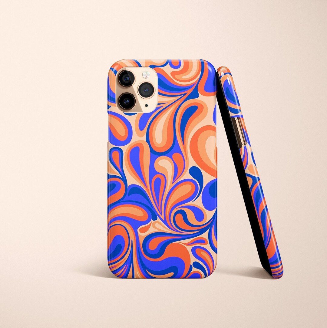 Groovy Paisley Curly Drops Retro Hippie 60s 70s 80s Y2K Abstract Orange ...