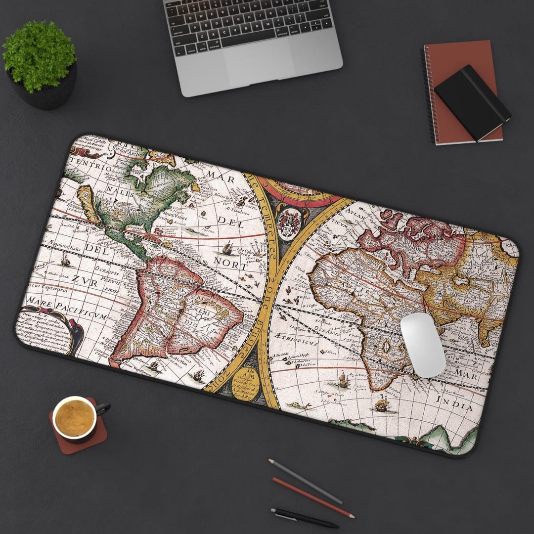 Vintage Map World Globe Desk Mat Gaming Pad X-large Large Medium Work ...