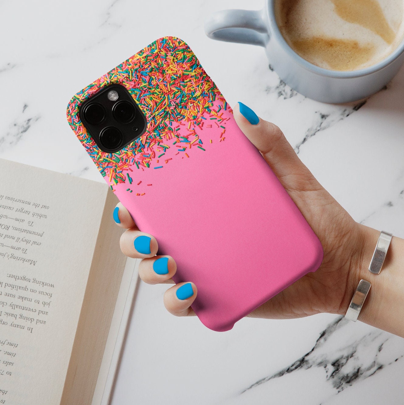 Pink Phone Case Rainbow Sprinkles Photo Ice Cream Personalized - Etsy