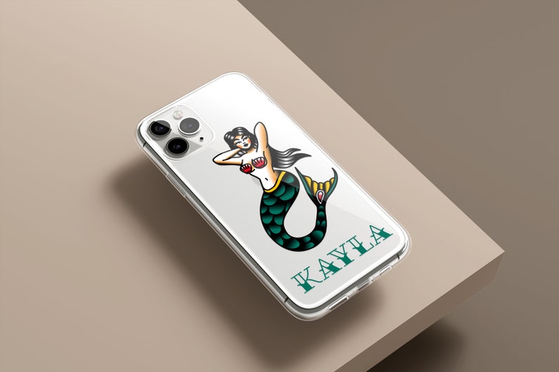 Sailor Jerry Mermaid Girl Lady Tattoo Minimalist Clear - Etsy