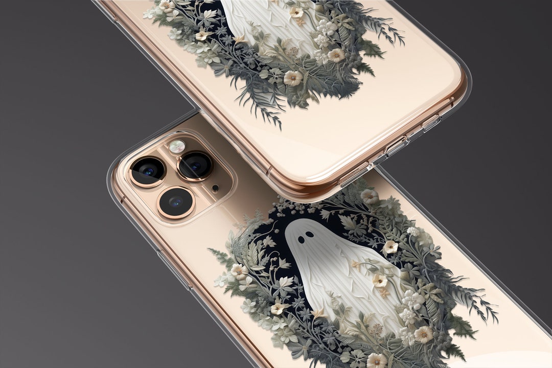 Halloween Ghost Phone Case Cute Embroidered Clear Transparent Custom ...