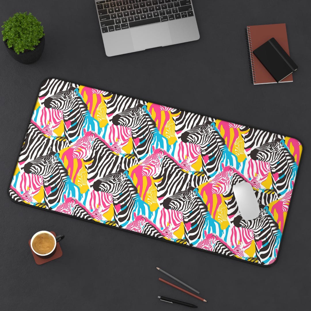 Y2K Bright Abstract Zebra Desk Mat Gaming Pad X-large Large Medium Work ...