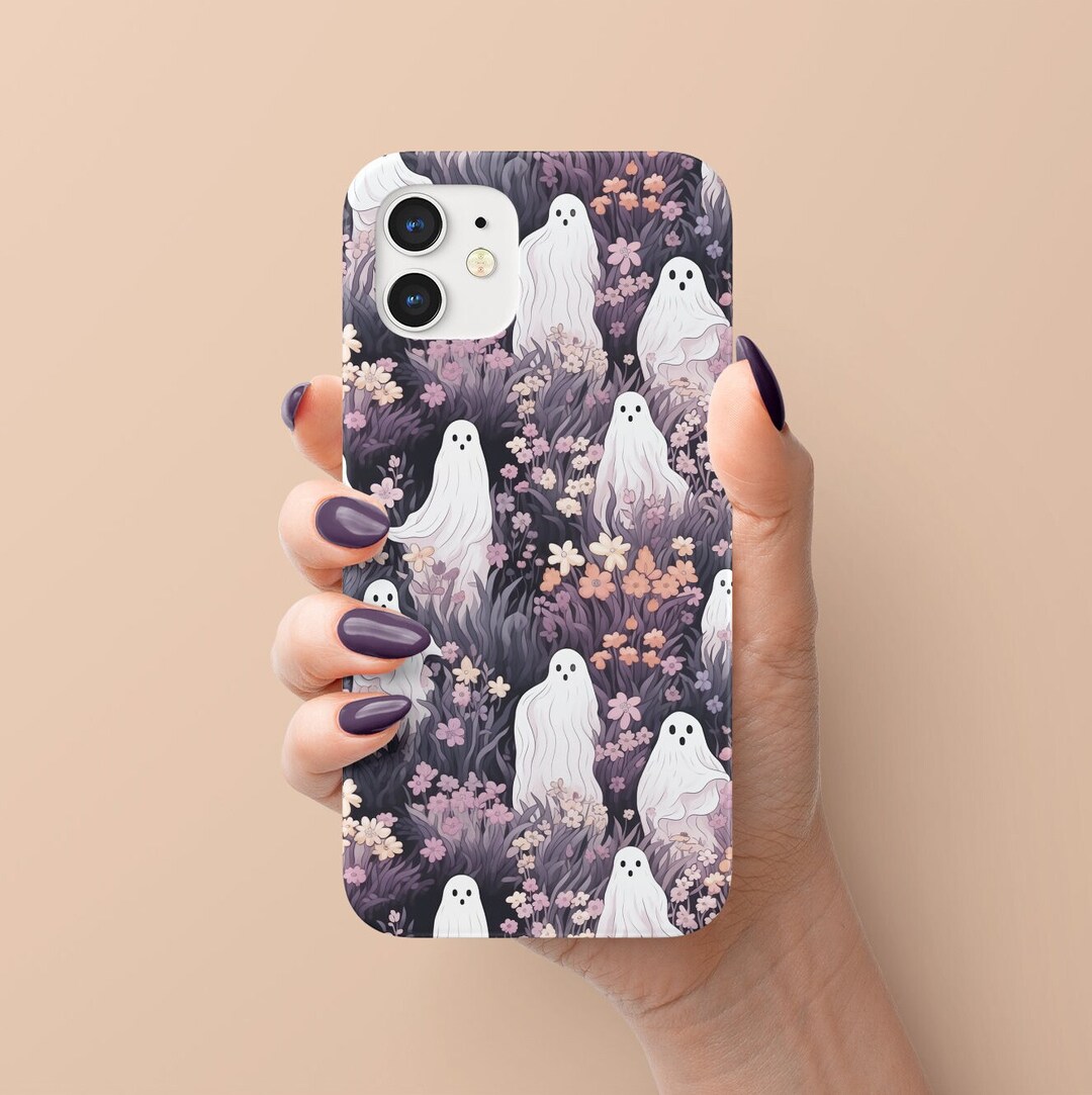 Halloween Ghost Phone Case Botanical Flowers Cover Custom Name Phone ...