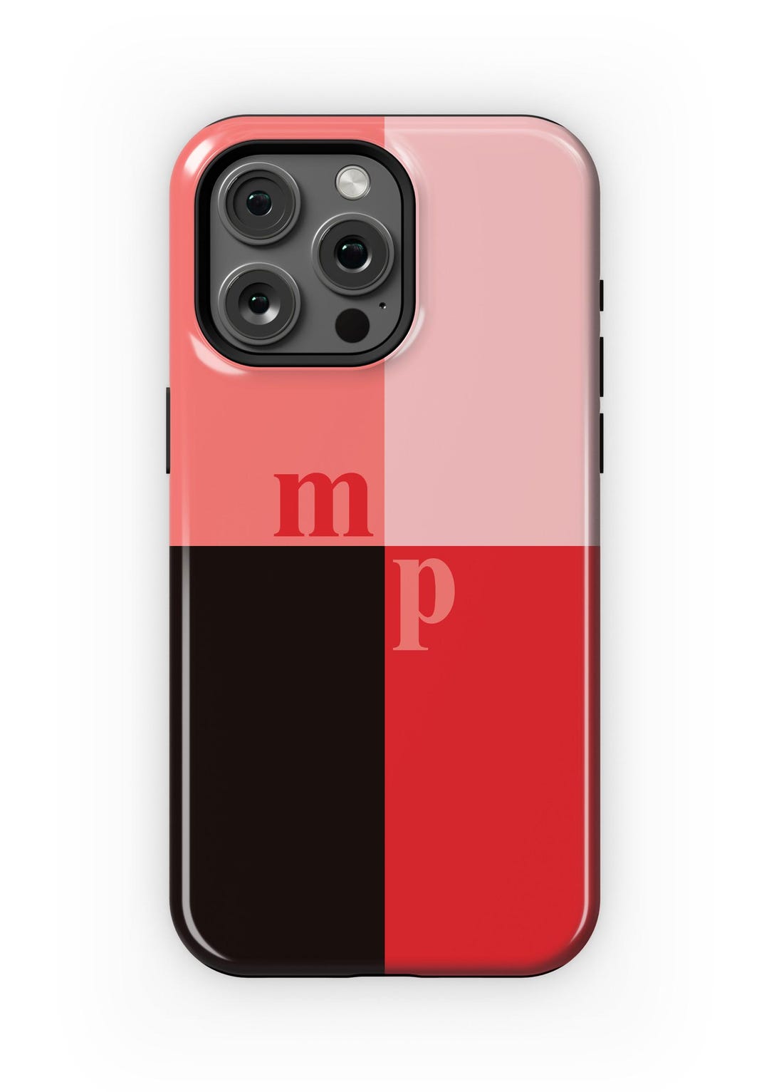 Personalized Monogram Minimalist Pink Red Phone Case Custom Initials ...