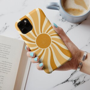 Retro Gold Yellow Sun Ray Sunburst Boho Textured Minimalist Swirl ...