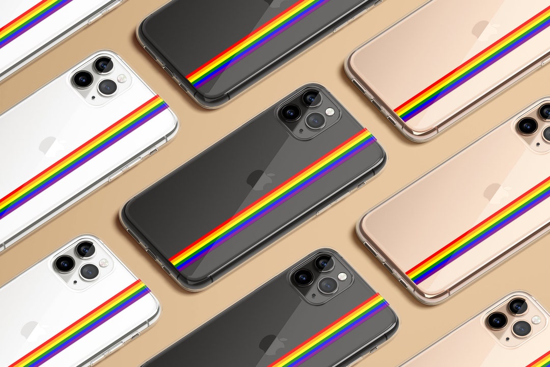 LGBTQ+ Gay Pride Flag Phone Case Minimalist Stripe Rainbow Clear Phone ...