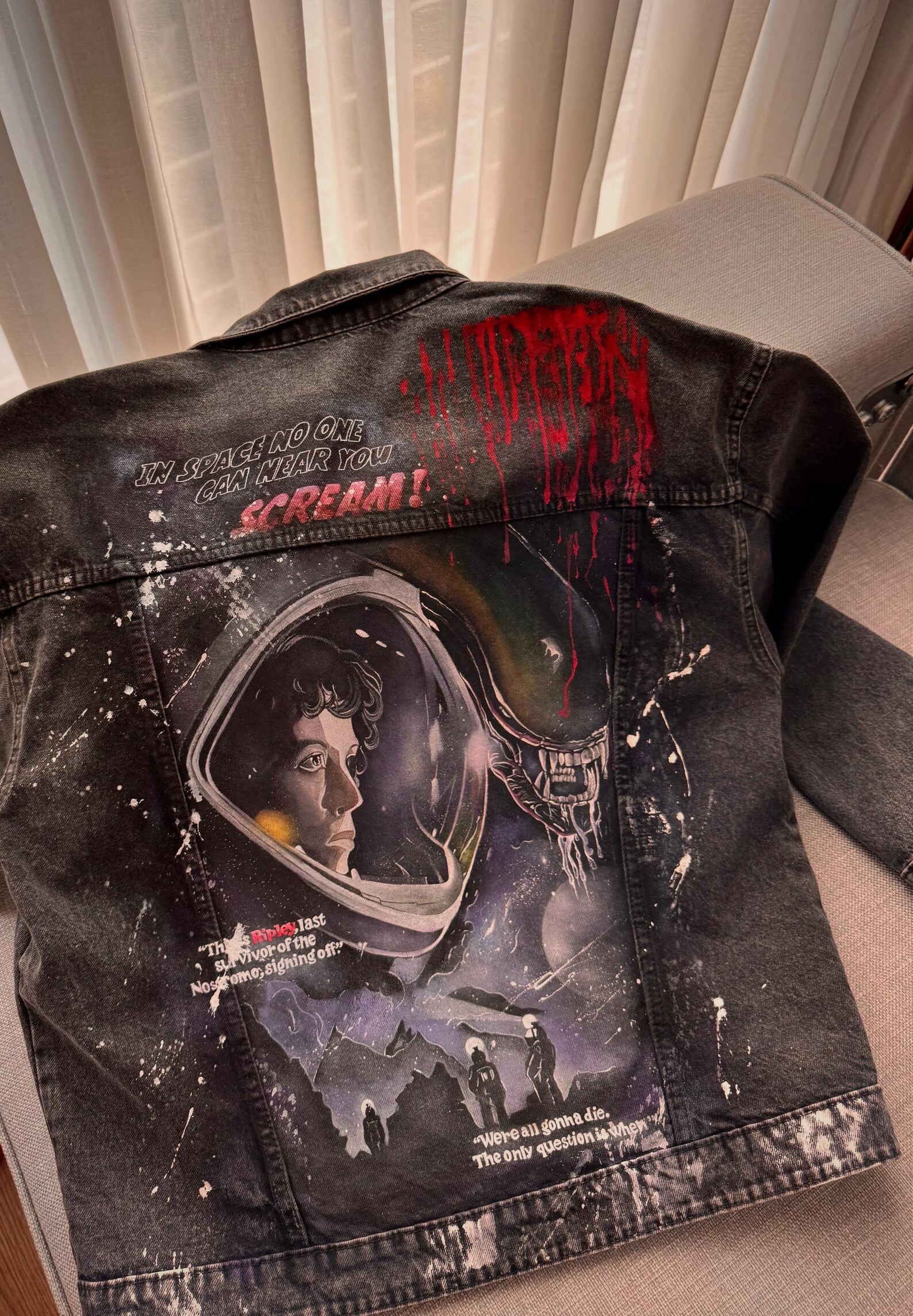 Hand Painted Jean Jacket, Custom Artwork on Clothing, Unique Clothing ...
