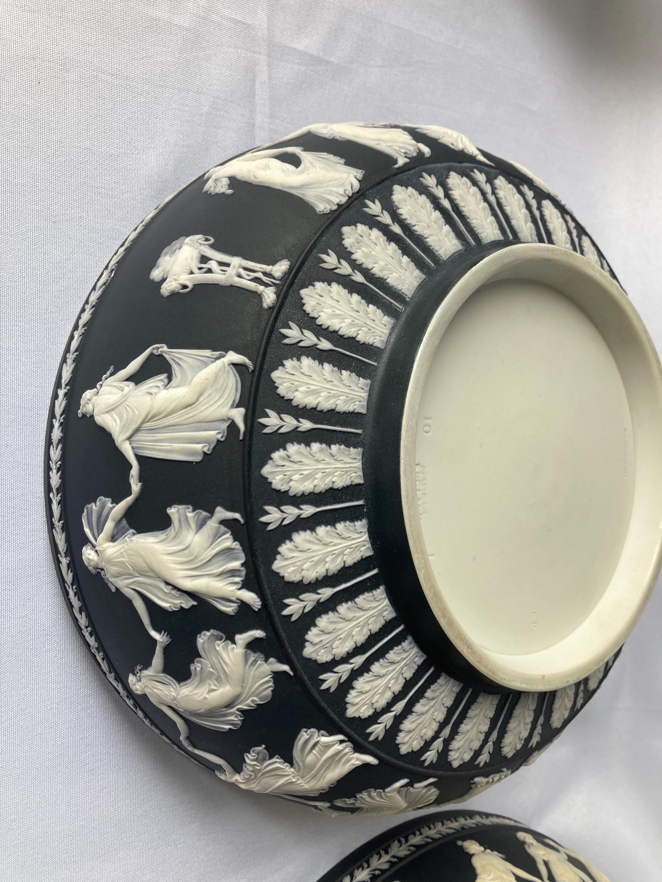 Wedgwood ,rare Black Jasperware Large Footed Bowl ,in the Rare Dancing ...