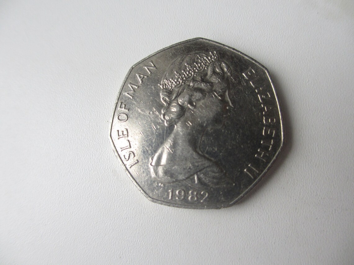 Rare English Isle of Man ,christmas 1982 , 50 Pence Coin , Clean ...