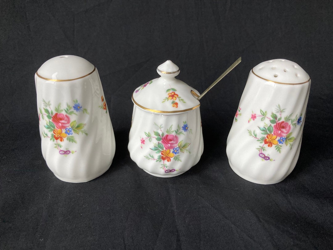 Vintage Minton China Cruet Set, Marlow Floral Pattern, Gold Gilt - Etsy
