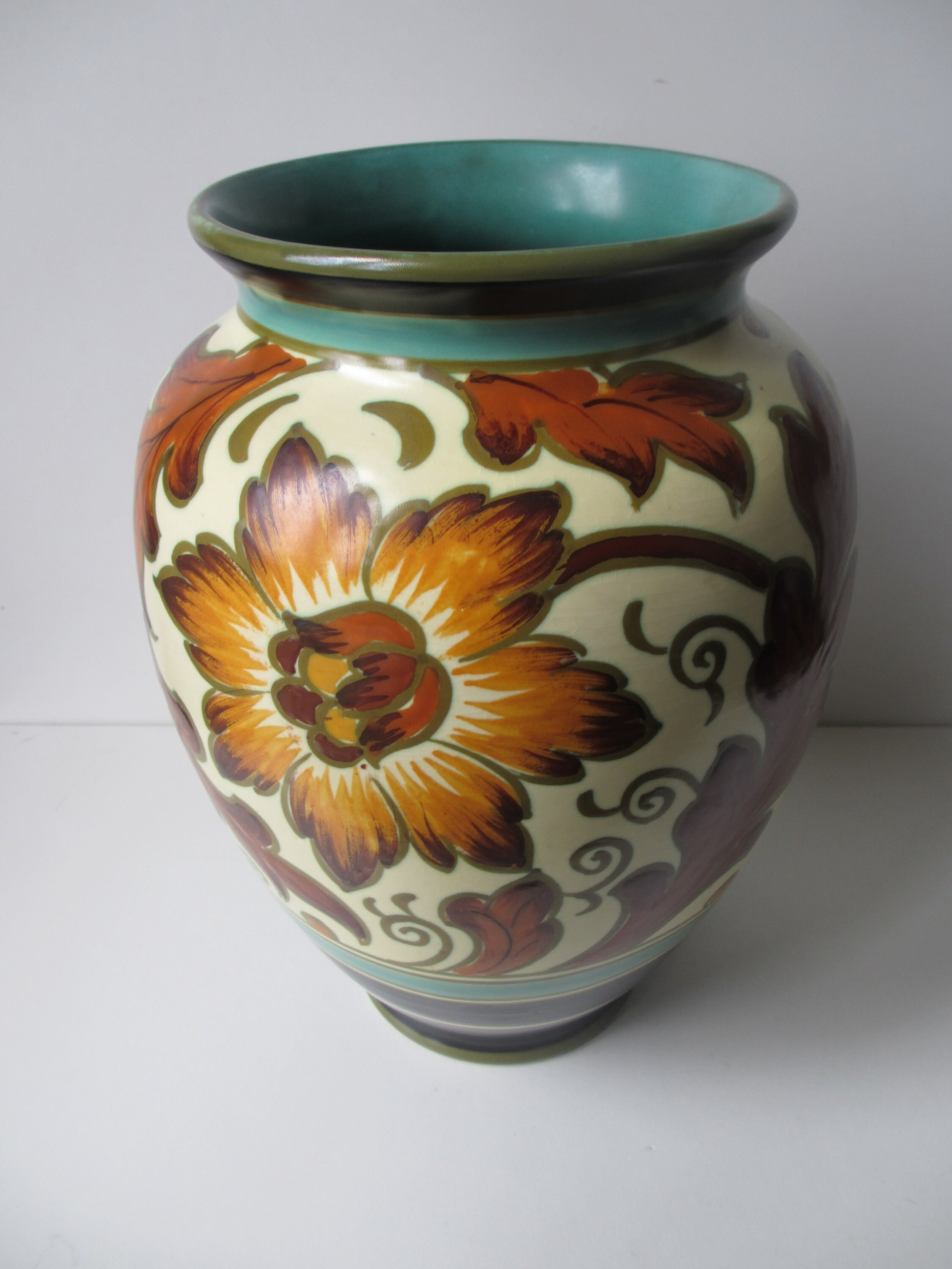 Gouda ,holland , 1930s Large Hand Painted Vase , 3451 ,avril Royal ...