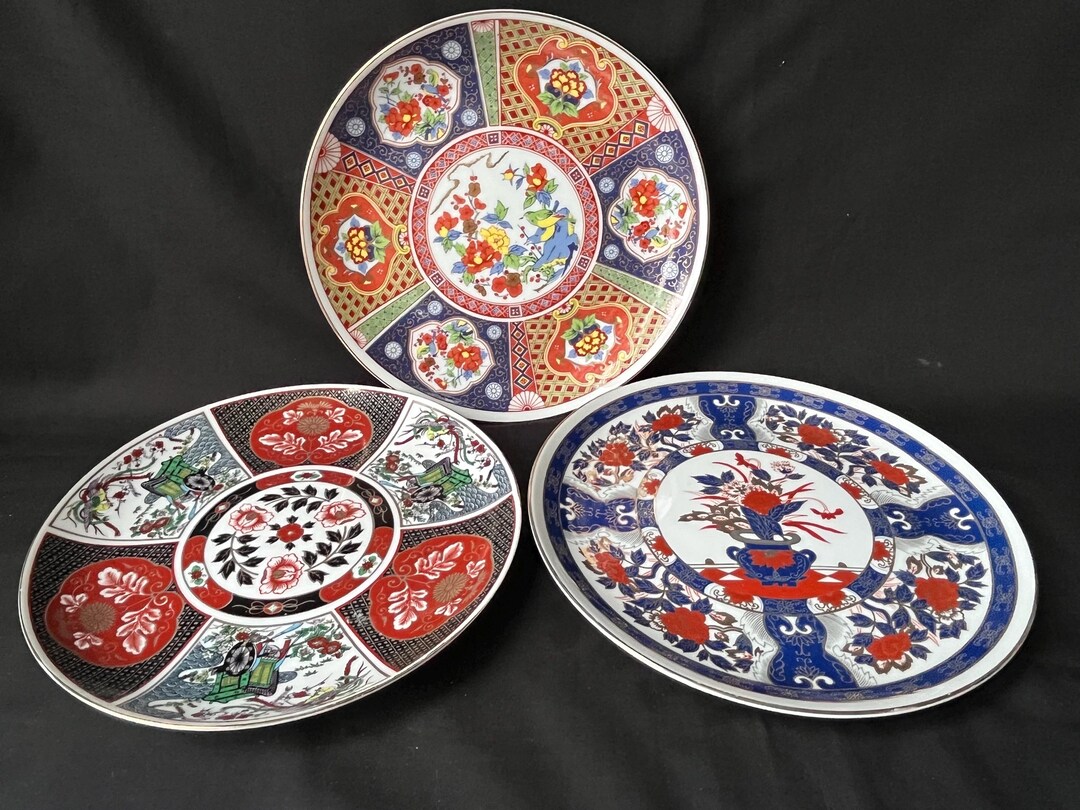 Japanese , Three Decorative , 20 Cm Plates , Imari Style Decoration ...