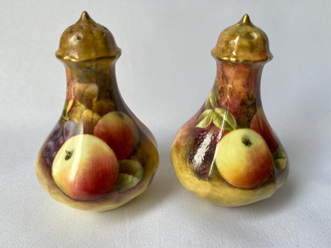 Coalport Fallen Fruits Salt and Pepper Shakers, Hand-painted Bone China ...