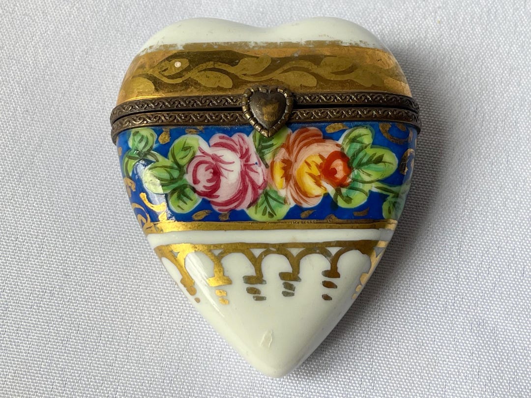 Limoges , France , Heart Shaped Pill Box , Very Good Condition - Etsy