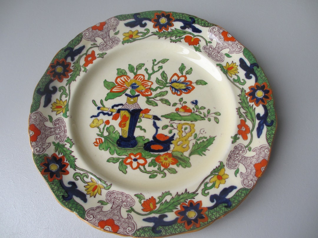 Rare , Georgian C1813-29, Masons Ironstone 23.5 Cm Plate , Table & Vase ...