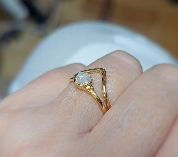 Raw Diamond Ring Etsy