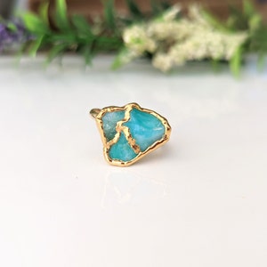 Raw Peruvian Opal Ring, Kintsugi Jewelry, Statement Ring, Kintsugi Ring ...