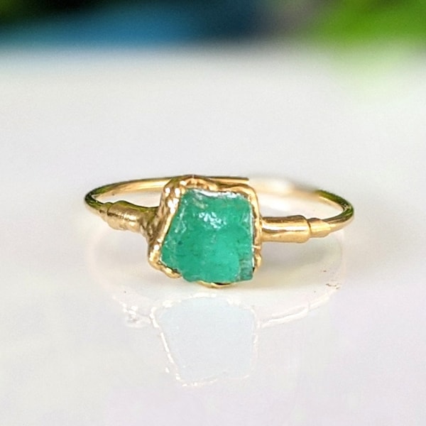 Raw Emerald Ring - Etsy