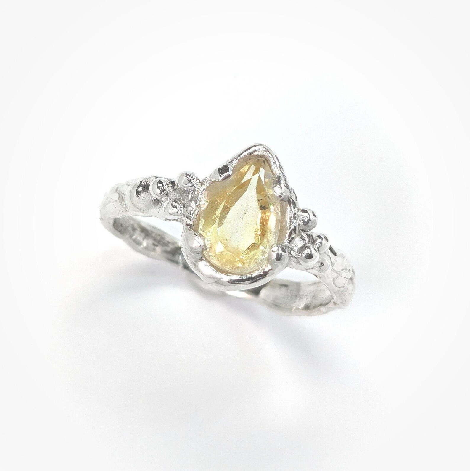 Citrine Engagement Ring, Rustic Gold Citrine Ring, Unique Engagement ...