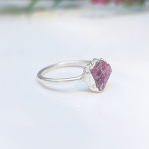 Raw Ruby Ring, Raw Gemstone Ring, July Birthstone Ring, Natural Ruby Jewelry, Rough Stone Ring ...