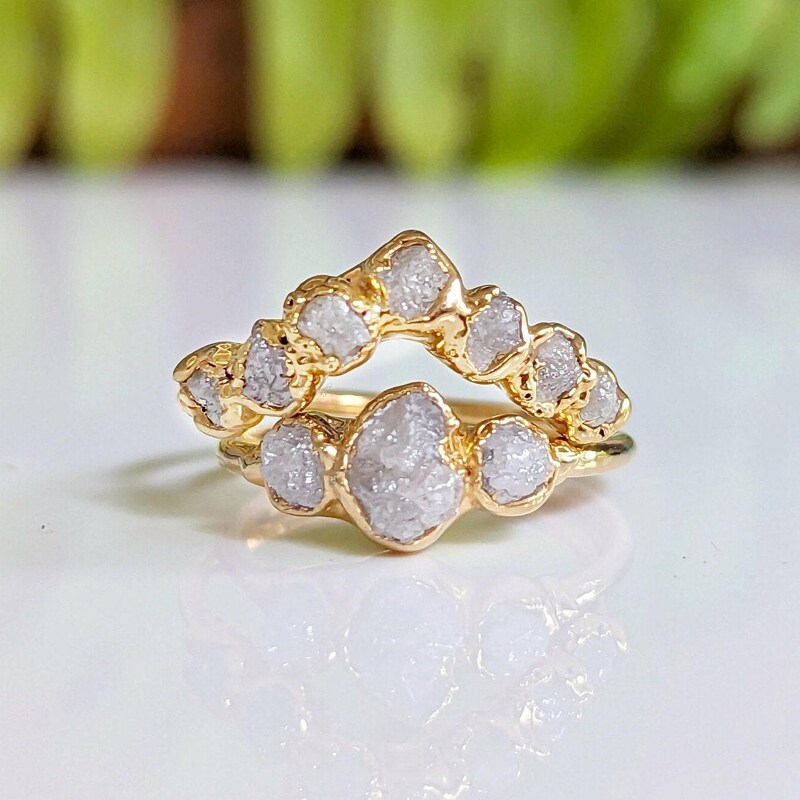 Raw Diamond Wedding Band - Etsy
