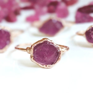 Raw Ruby Ring, Raw Gemstone Ring, July Birthstone Ring, Natural Ruby Jewelry, Rough Stone Ring ...
