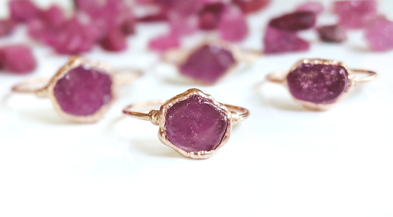 Raw Ruby Ring Raw Gemstone Ring July Birthstone Ring - Etsy