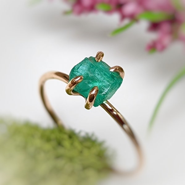 Raw Emerald Ring - Etsy